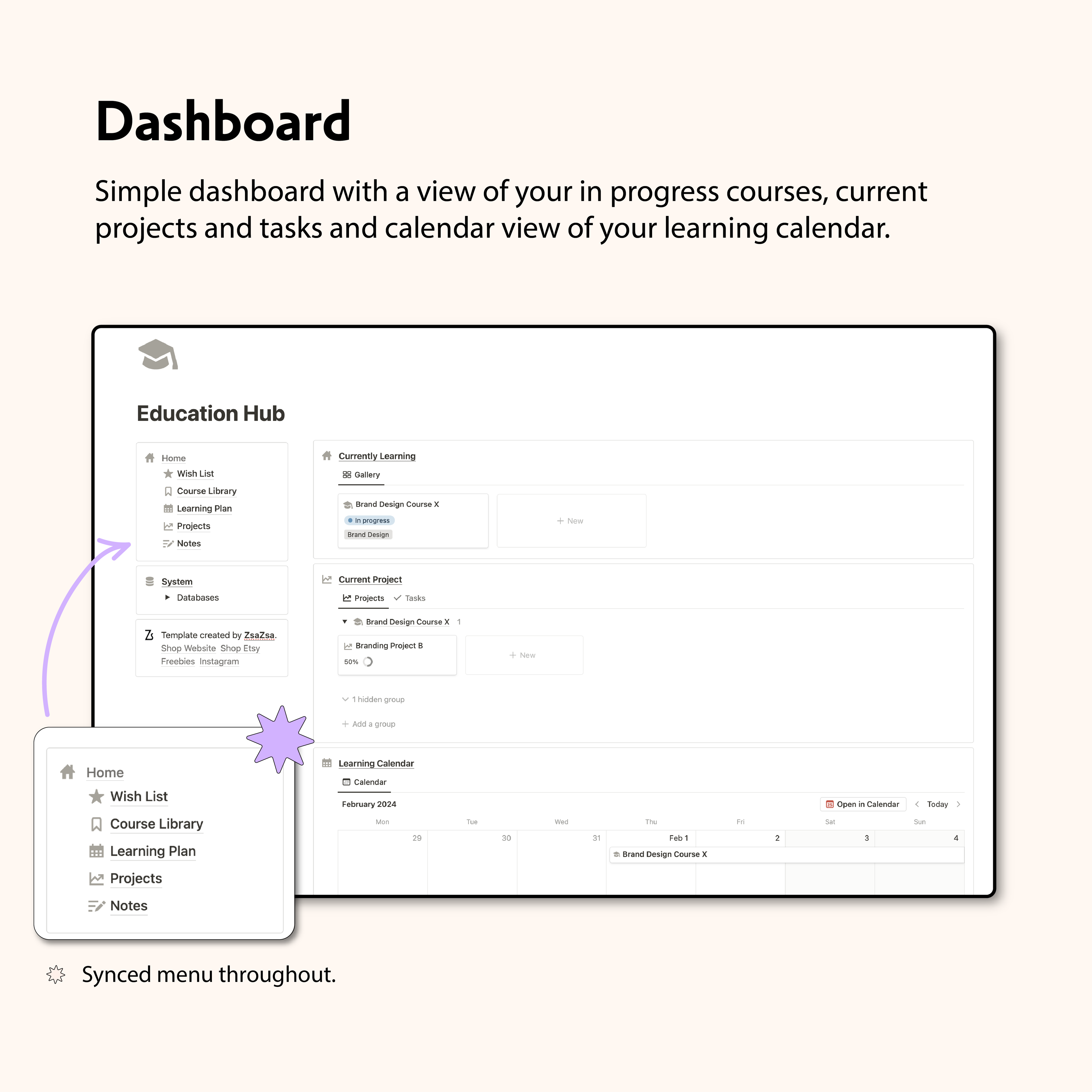 Self Learning Education PLanner Notion Template – ZsaZsa